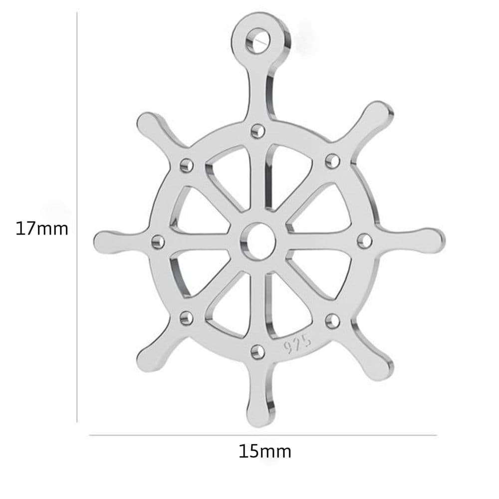Sterling Silver Ship Wheel Pendant 15mm