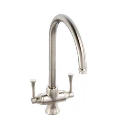 Abode Gosford Twin Lever Monobloc with Swivel Dual Flow Spout Brushed ...