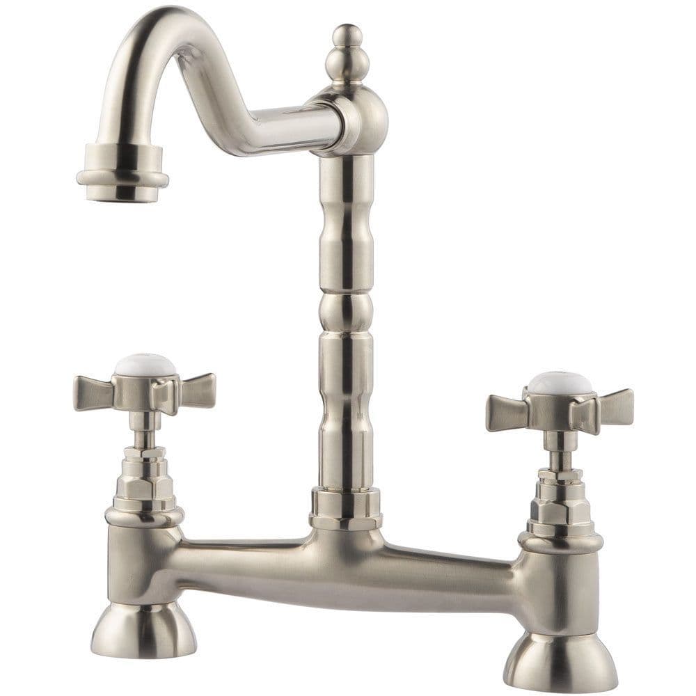 Clearwater Baroc Twin Crosshead Bridge Mixer With Swivel Spout Brushed ...