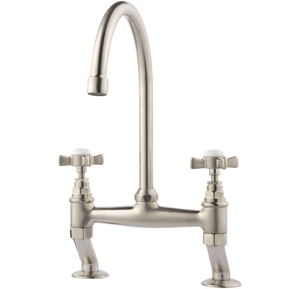 Clearwater Twin Crosshead Bridge Mixer With Swivel Spout Brushed Nickel ...