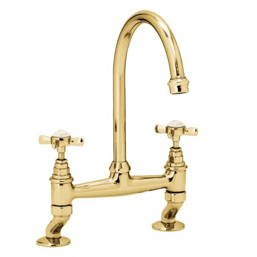 Clearwater Twin Crosshead Bridge Mixer With Swivel Spout Gold COTBG