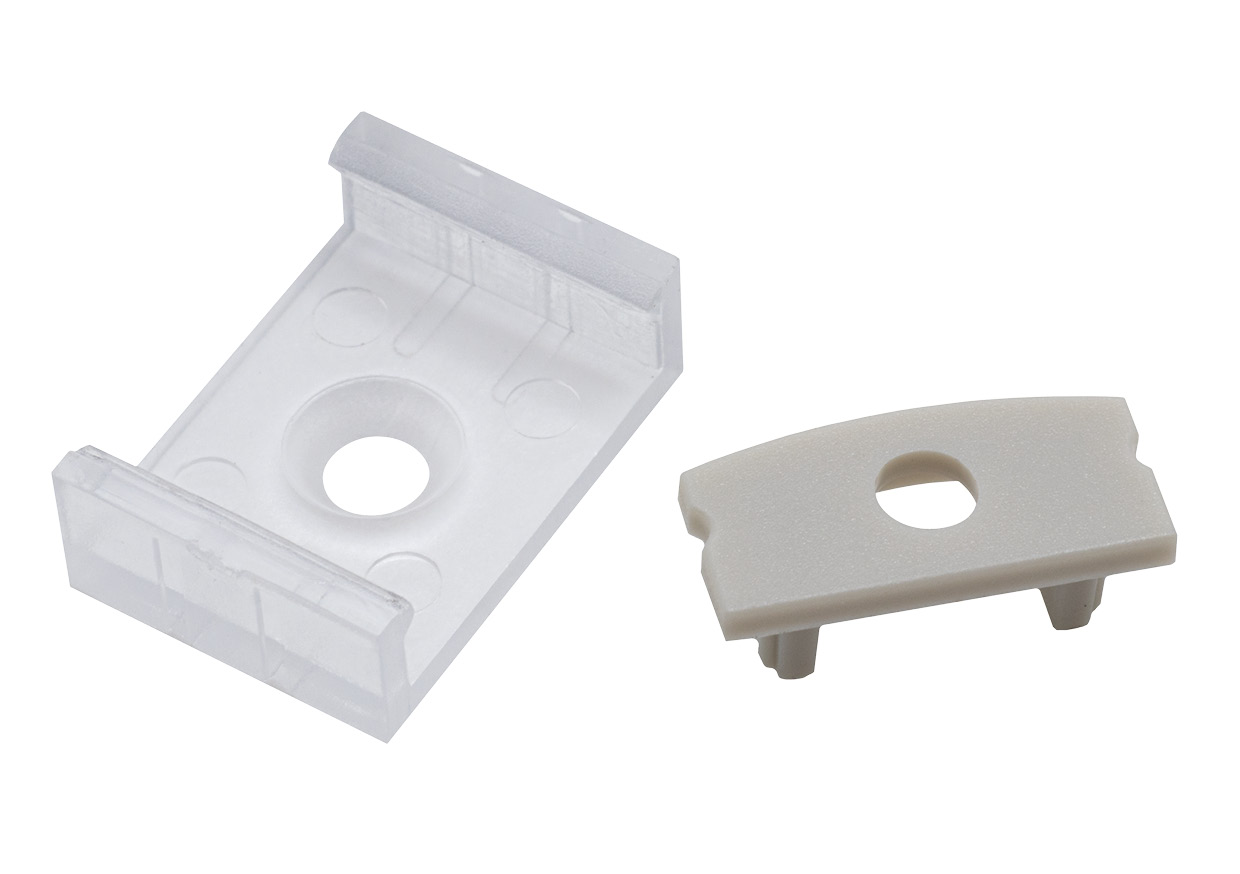 ALL LED APA001/AL/ACC Pack 4 Clear Brackets 4 End Caps for Profile1 ...