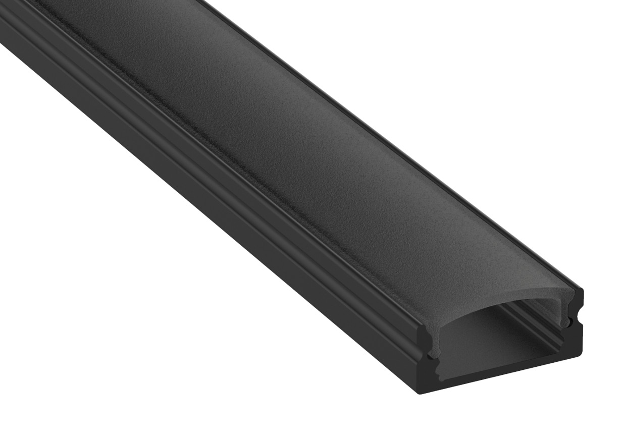 ALL LED APA001/BK Profile1 2 Metre Shallow Surface Profile with Smoked ...