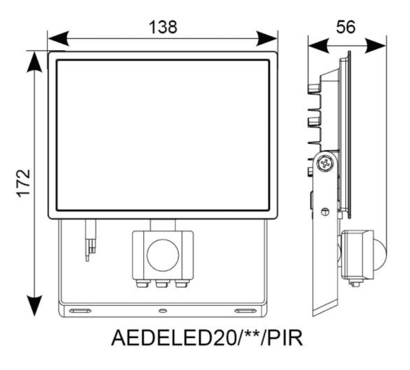 Ansell AEDELED20/WW/PIR Eden LED Floodlight 20W 3000K PIR
