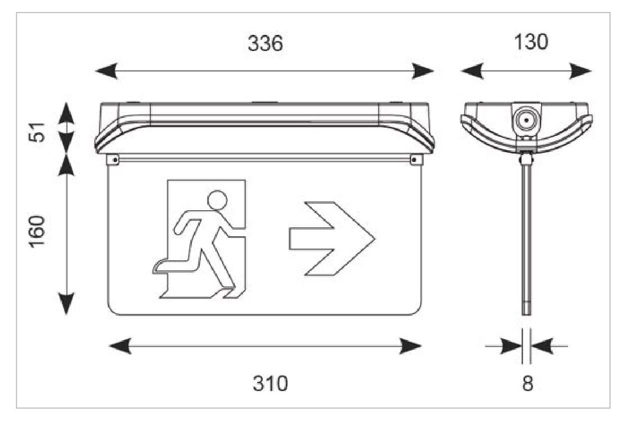 Ansell AHARLED/3M/ST Harrier IP65 LED 3MNM Exit Sign Legend Self-Test