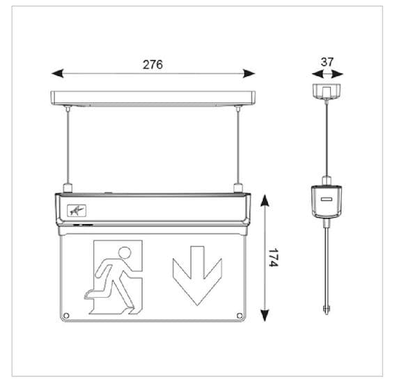 Ansell AKESLED/3M Kestrel LED Suspended Exit Sign