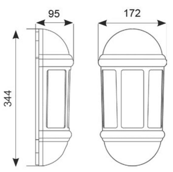 Ansell ALHL/PIR/BL Latina E27 PIR Half Lantern Black