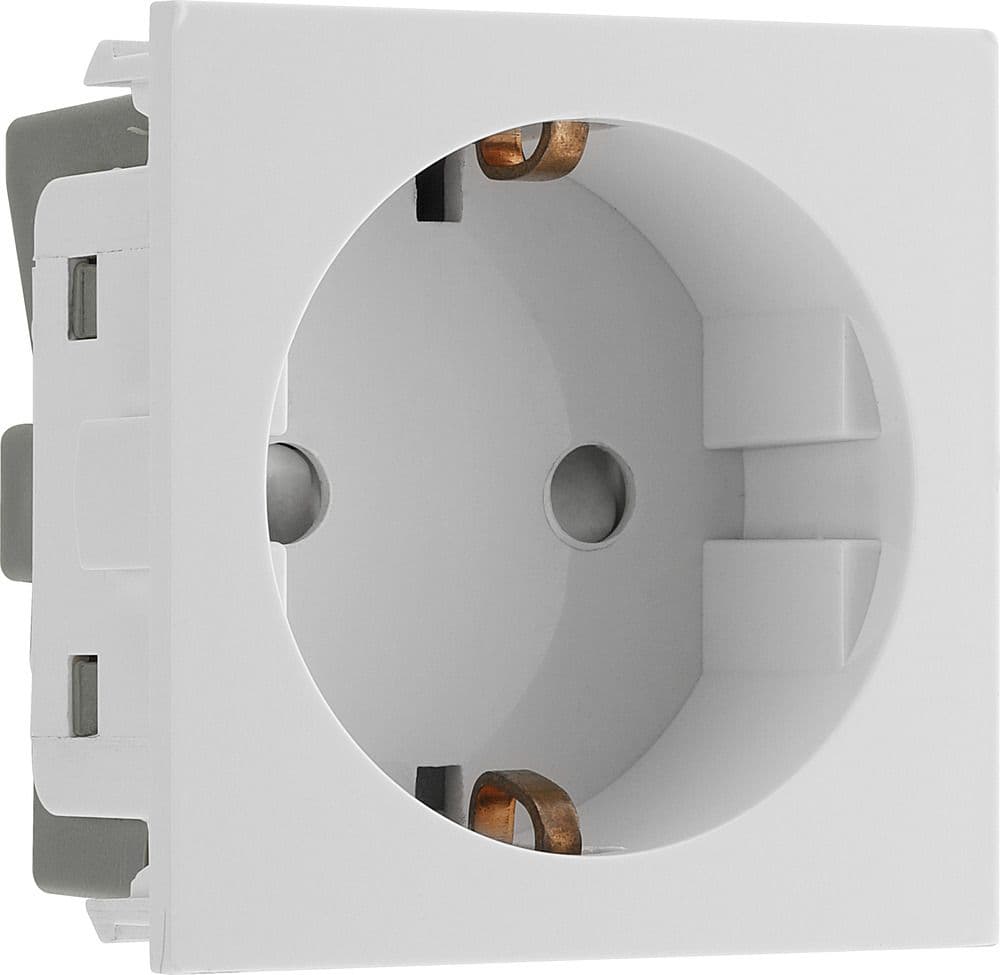 BG Electrical EMSCHSW Euro Module 16A 1 Gang Schuko Unswitched Socket ...