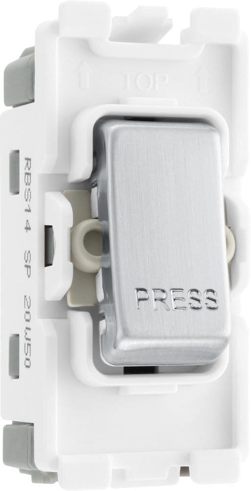 BG Electrical RBS14 Grid 20AX Switch Module 1 Way Retractive "Press ...
