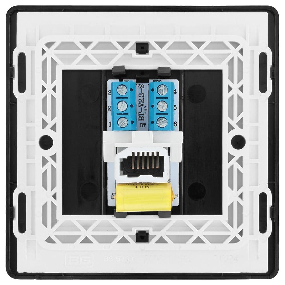 BG Evolve PCDBCBTM1B Black Chrome Single Master Telephone Socket Screw Type