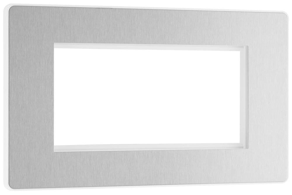 BG Evolve PCDBSEMR4W Brushed Steel Rectangular Euro Module Front Plate ...