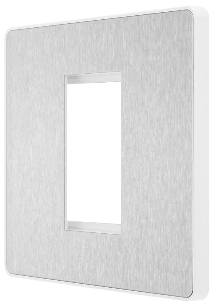 BG Evolve PCDBSEMS1W Brushed Steel Square Euro Module Front Plate 1 Module