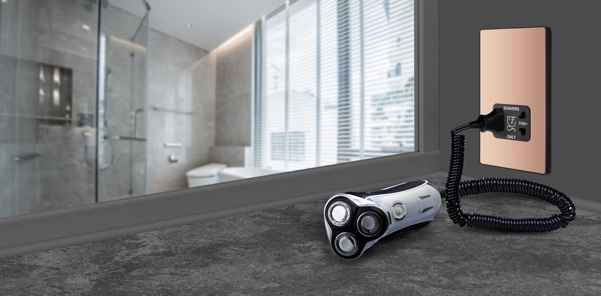 BG Evolve PCDCP20B Polished Copper Shaver Socket Dual Voltage 115/240V