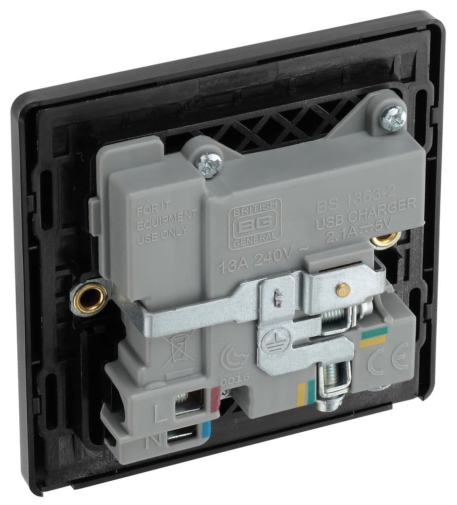 BG Evolve PCDCP21U2B Polished Copper 13A Single Switched Socket with 2 x USB A 2 1A