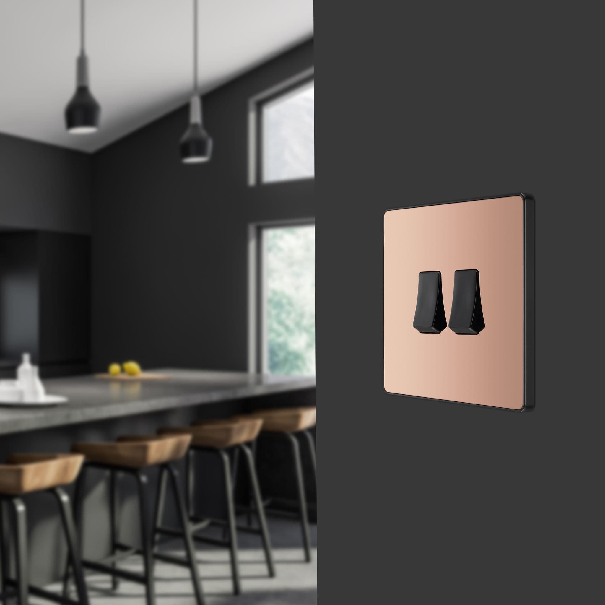 BG Evolve PCDCP42B Polished Copper 20A 16AX Double Switch 2 Way