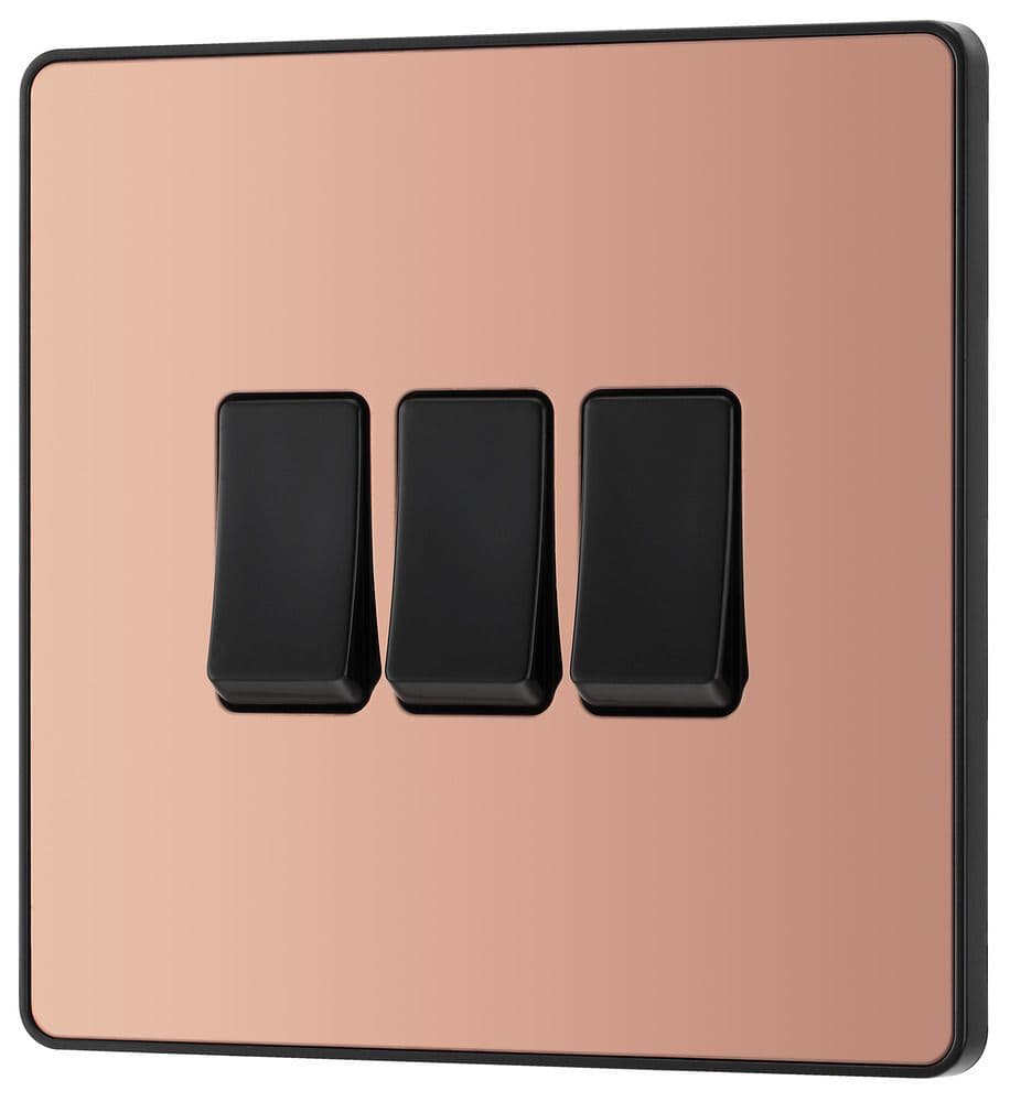 BG Evolve PCDCP43B Polished Copper 20A 16AX Triple Switch 2 Way