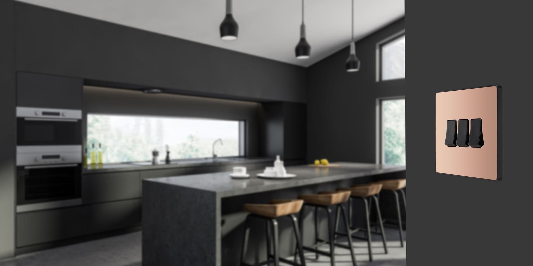 BG Evolve PCDCP43B Polished Copper 20A 16AX Triple Switch 2 Way