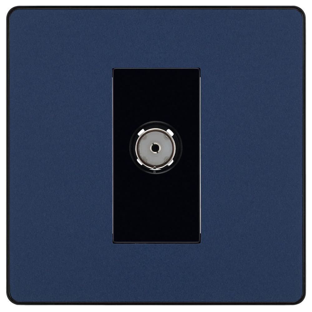 BG Evolve PCDDB60B Matt Blue Single Co-Ax Aerial Socket for TV or FM