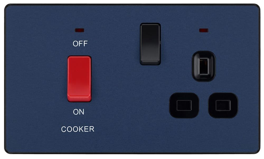 BG Evolve PCDDB70B Matt Blue 45A Cooker Control Unit With 13A Socket ...