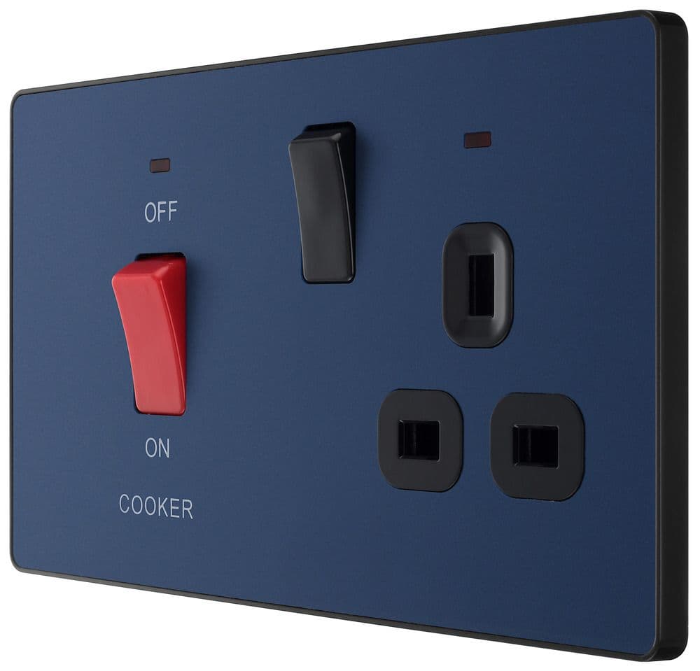 BG Evolve PCDDB70B Matt Blue 45A Cooker Control Unit With 13A Socket ...