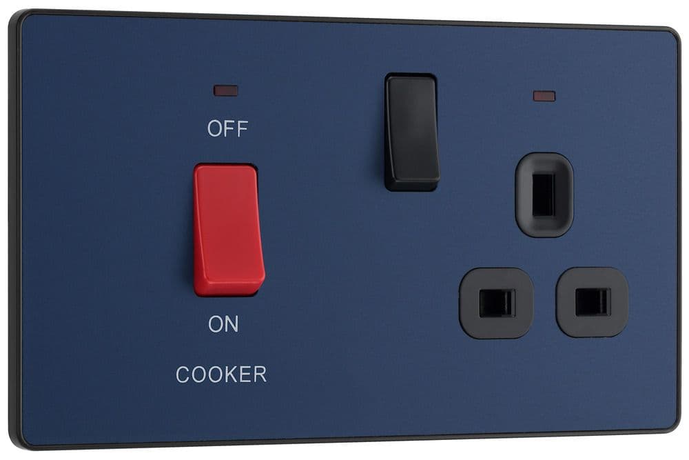 BG Evolve PCDDB70B Matt Blue 45A Cooker Control Unit With 13A Socket ...