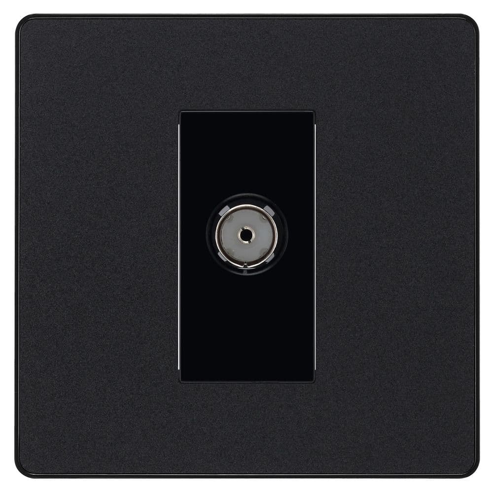 BG Evolve PCDMB60B Matt Black Single Co-Ax Aerial Socket for TV or FM