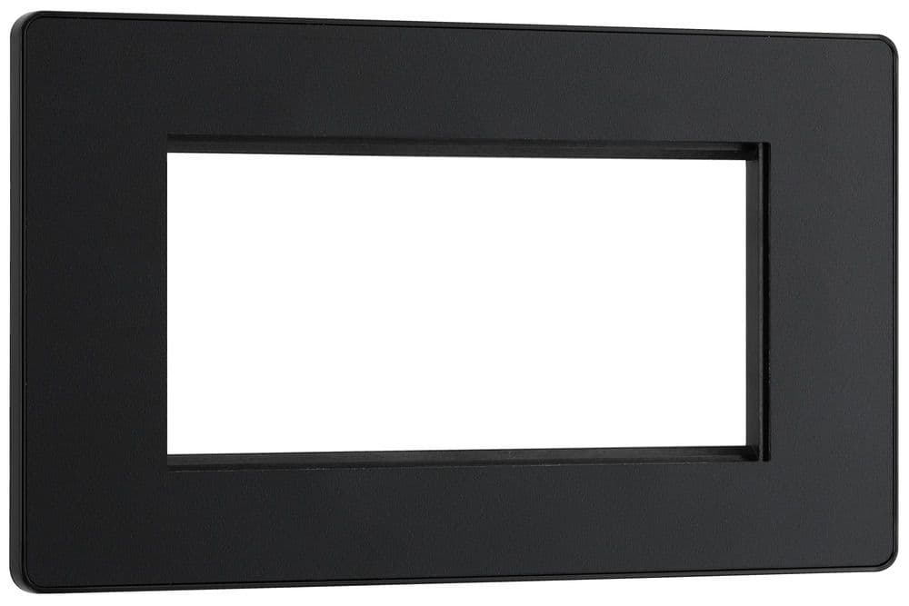 BG Evolve PCDMBEMR4B Matt Black Rectangular Euro Module Front Plate 4 ...