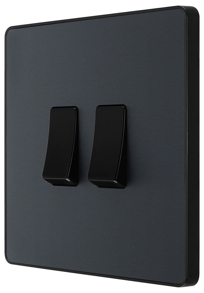 BG Evolve PCDMG42B Matt Grey 20A 16AX Double Switch 2 Way