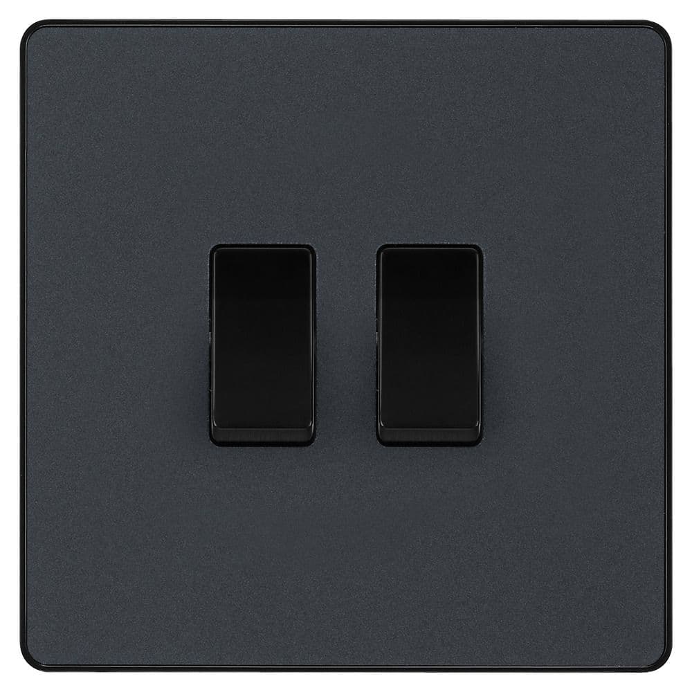 BG Evolve PCDMG42B Matt Grey 20A 16AX Double Switch 2 Way
