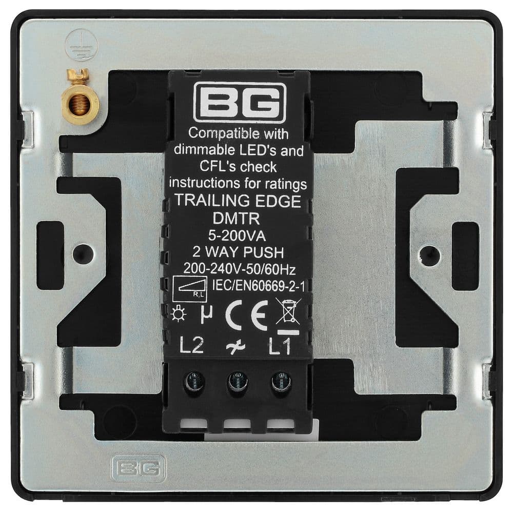BG Evolve PCDMG81B Matt Grey Single Dimmer Switch 2 Way Trailing Edge 200W