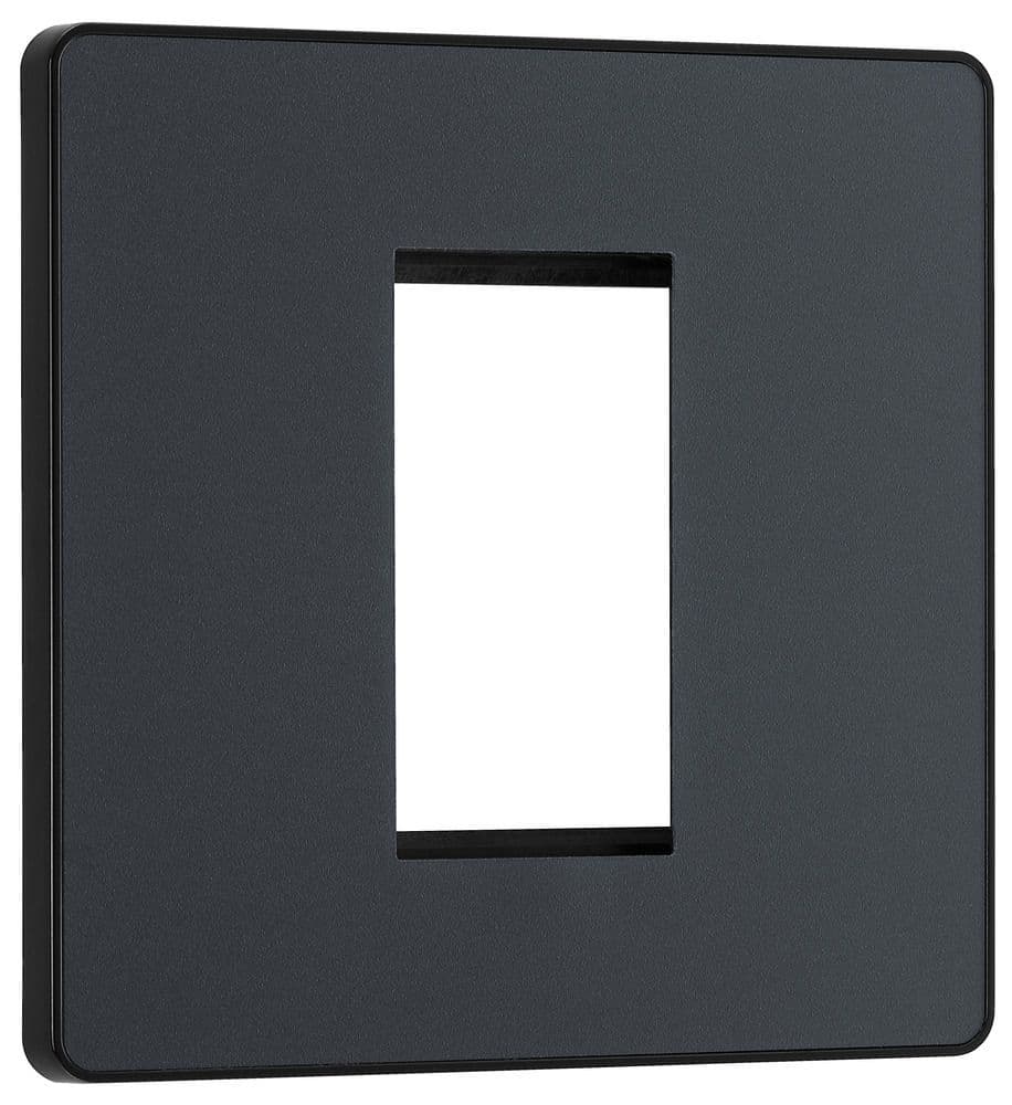 BG Evolve PCDMGEMS1B Matt Grey Square Euro Module Front Plate 1 Module