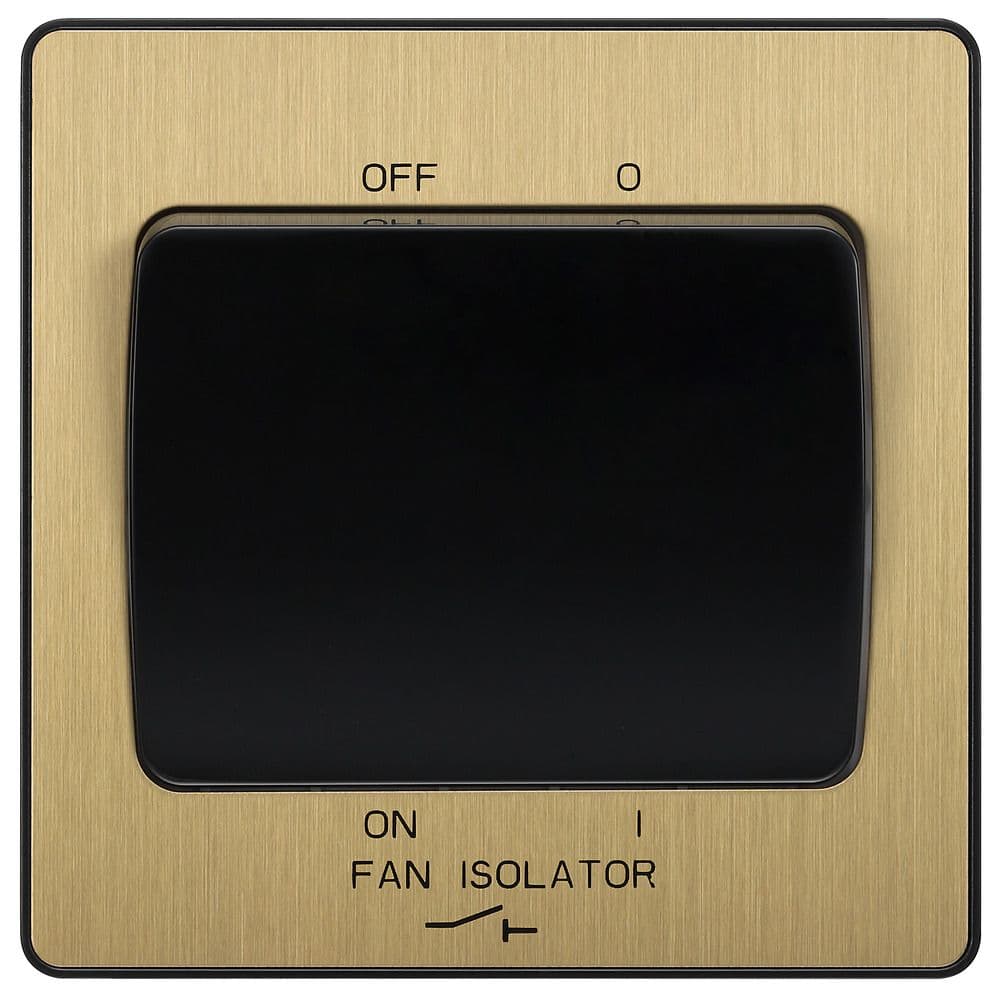 BG Evolve PCDSB15B Satin Brass 10A Triple Pole Fan Isolator Switch