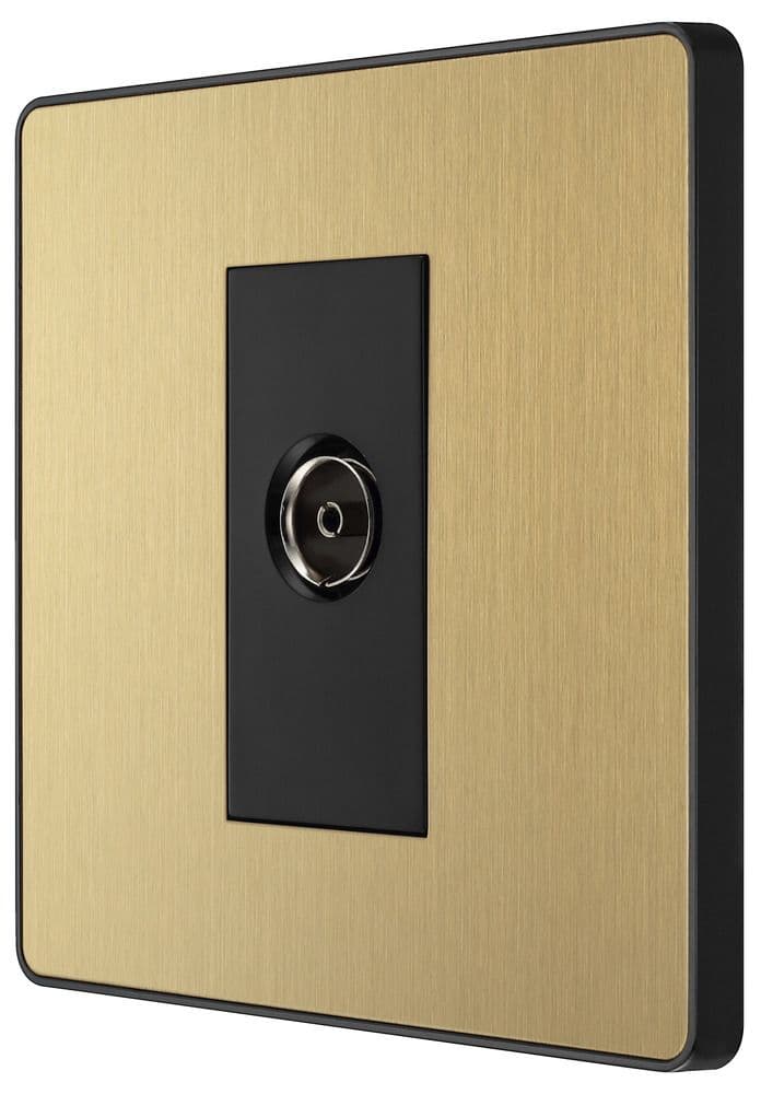 BG Evolve PCDSB60B Satin Brass Single Co-Ax Aerial Socket for TV or FM