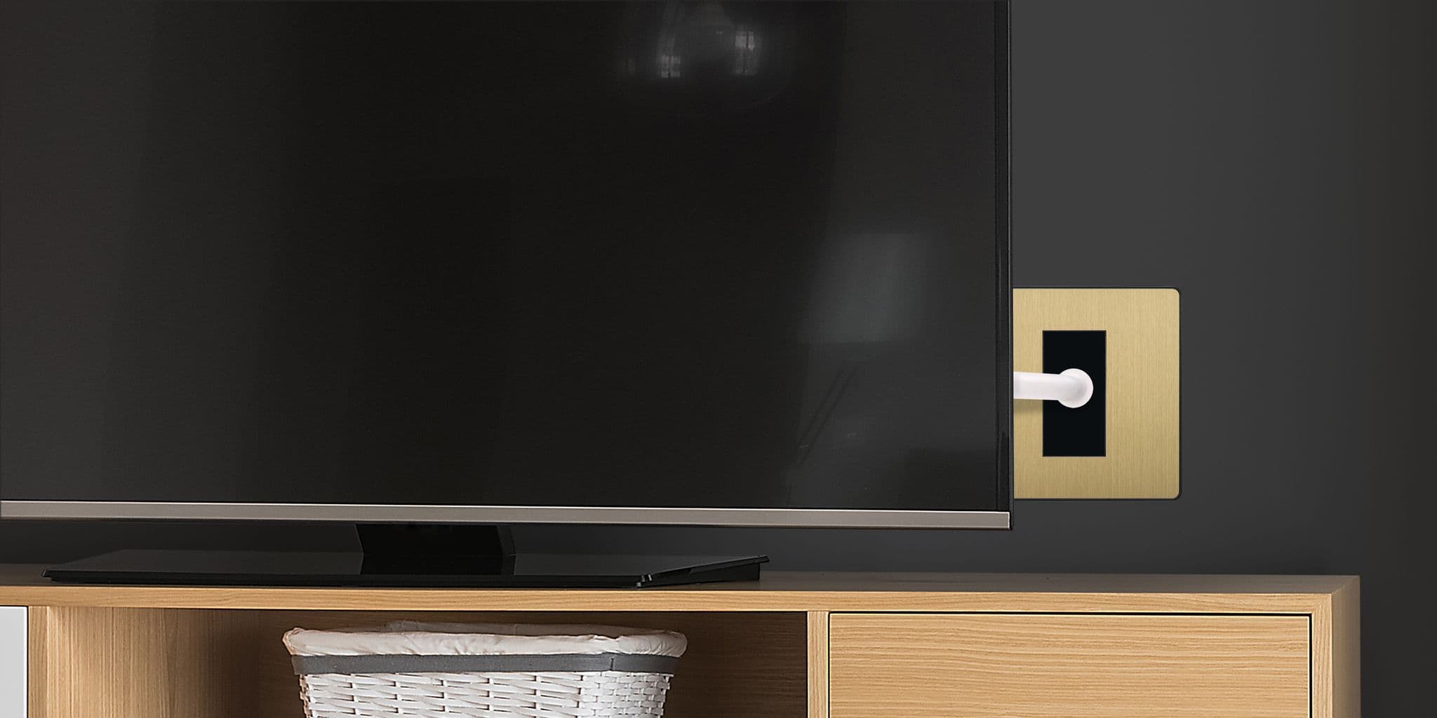 BG Evolve PCDSB60B Satin Brass Single Co-Ax Aerial Socket for TV or FM