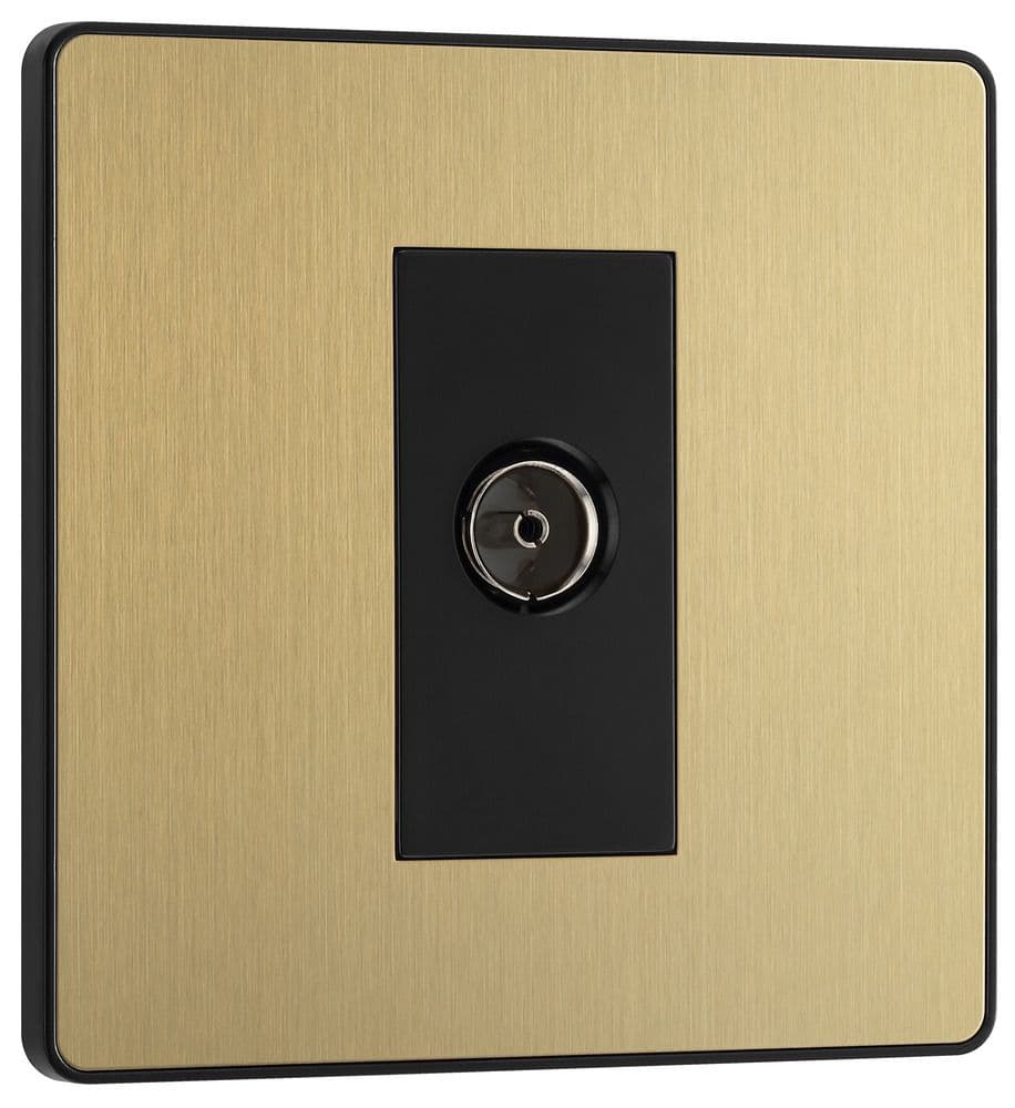 BG Evolve PCDSB60B Satin Brass Single Co-Ax Aerial Socket for TV or FM