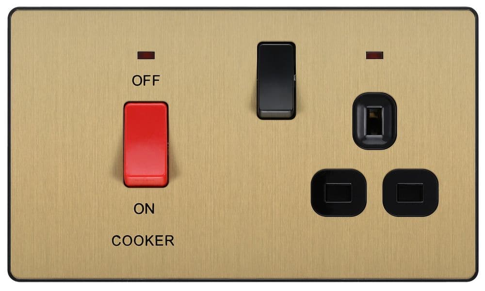 BG Evolve PCDSB70B Satin Brass 45A Cooker Control Unit With 13A Socket ...