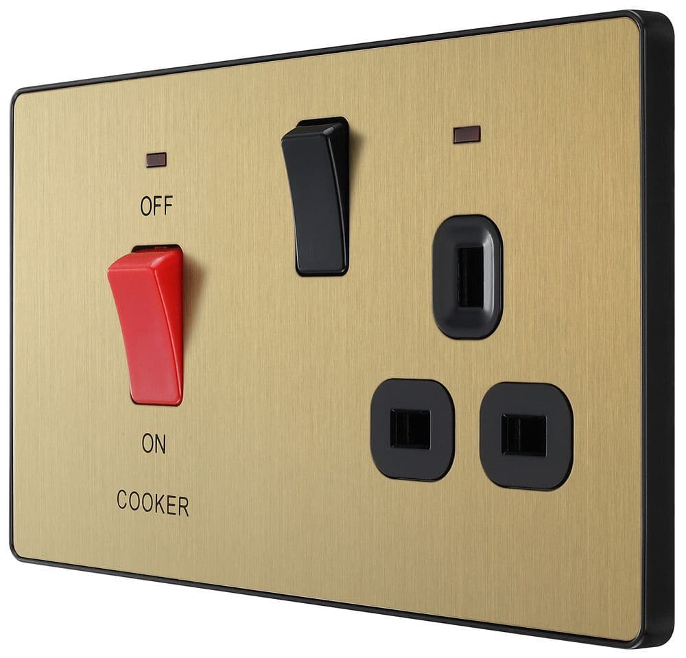 BG Evolve PCDSB70B Satin Brass 45A Cooker Control Unit With 13A Socket ...