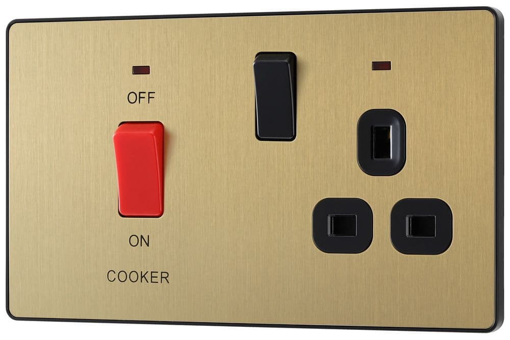 BG Evolve PCDSB70B Satin Brass 45A Cooker Control Unit With 13A Socket ...