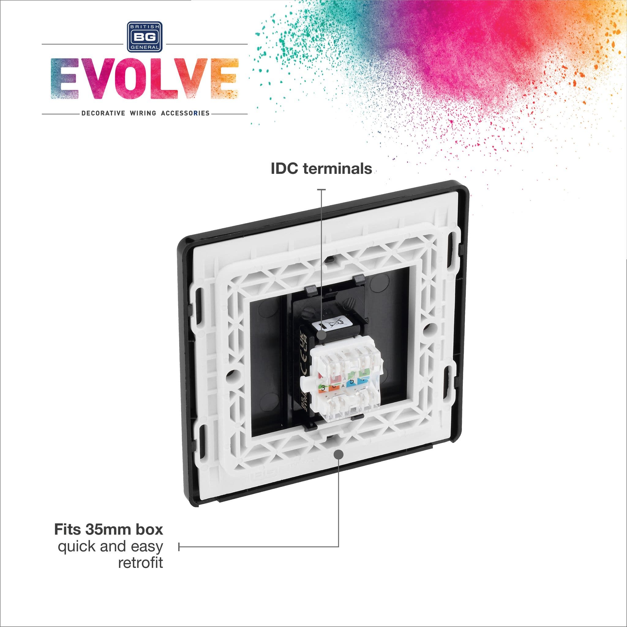BG Evolve PCDSBRJ451B Satin Brass Single RJ45 Telephone Socket IDC Type