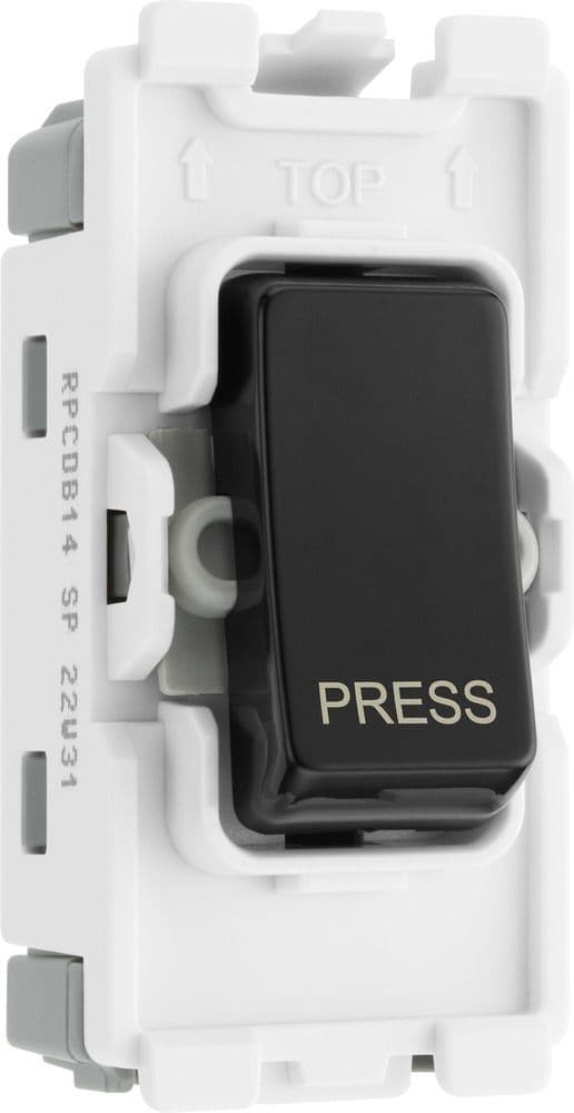 BG Evolve RPCDB14 Grid 20AX Switch Module 1 Way Retractive "Press" Black