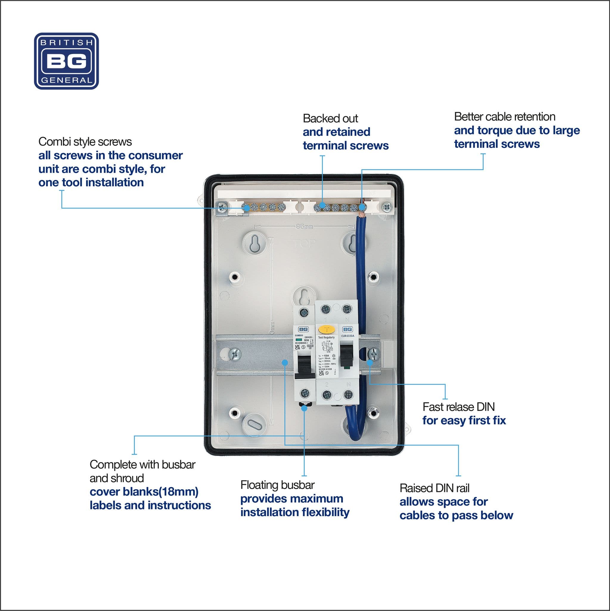 BG Fortress CFSHOW1A IP20 4 Module Populated Garage Kit c/w 63A Type ...