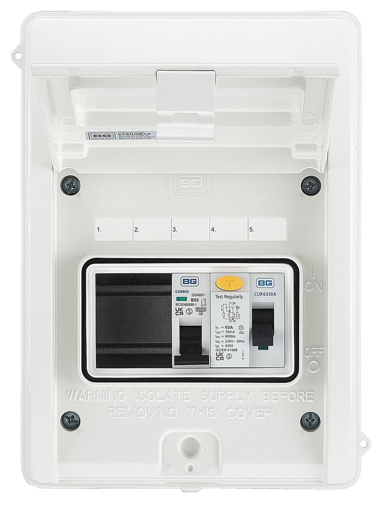 BG Fortress CFSHOW1A IP20 4 Module Populated Garage Kit c/w 63A Type ...