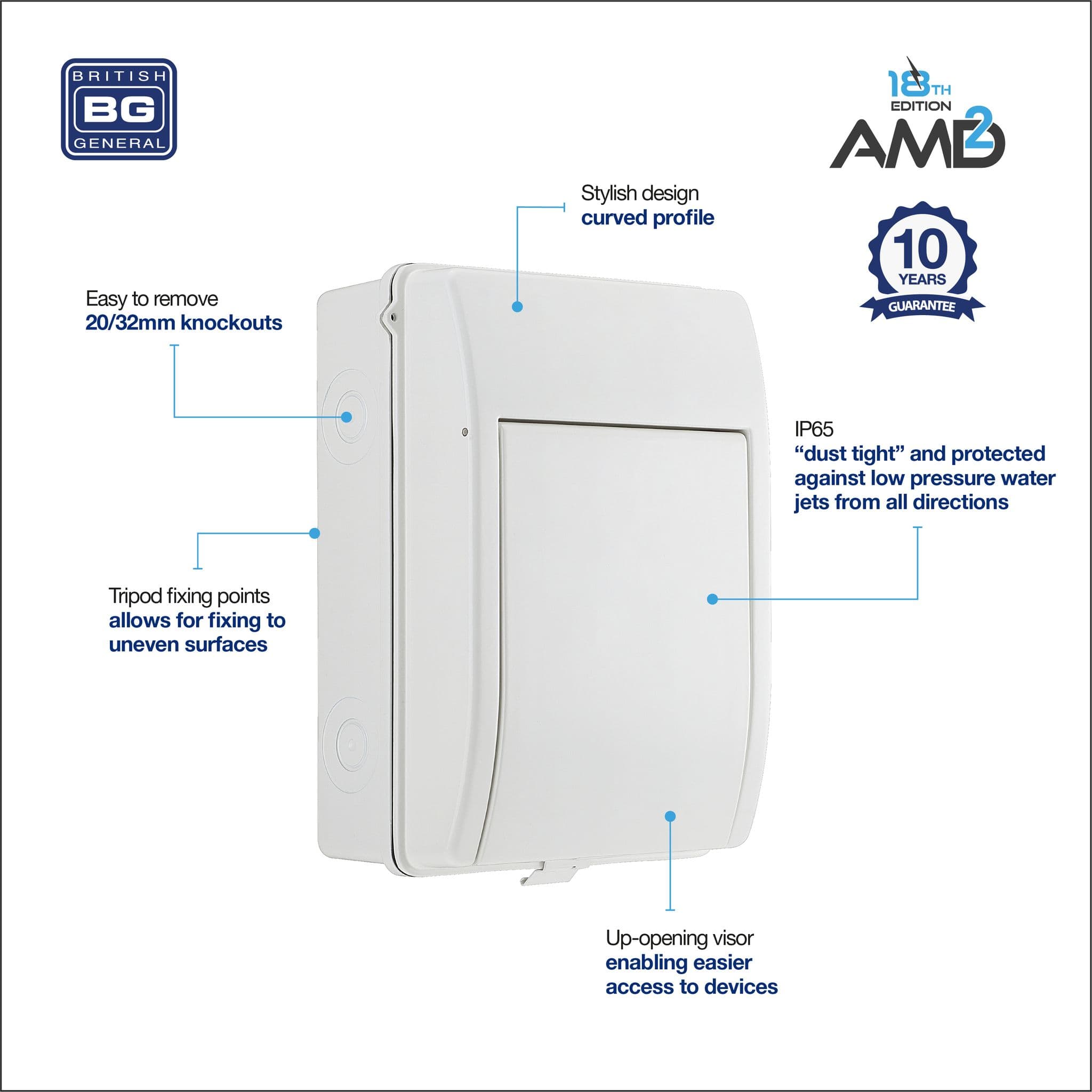BG Fortress CFSPDE02 Weatherproof IP65 5 Module Populated Surge ...