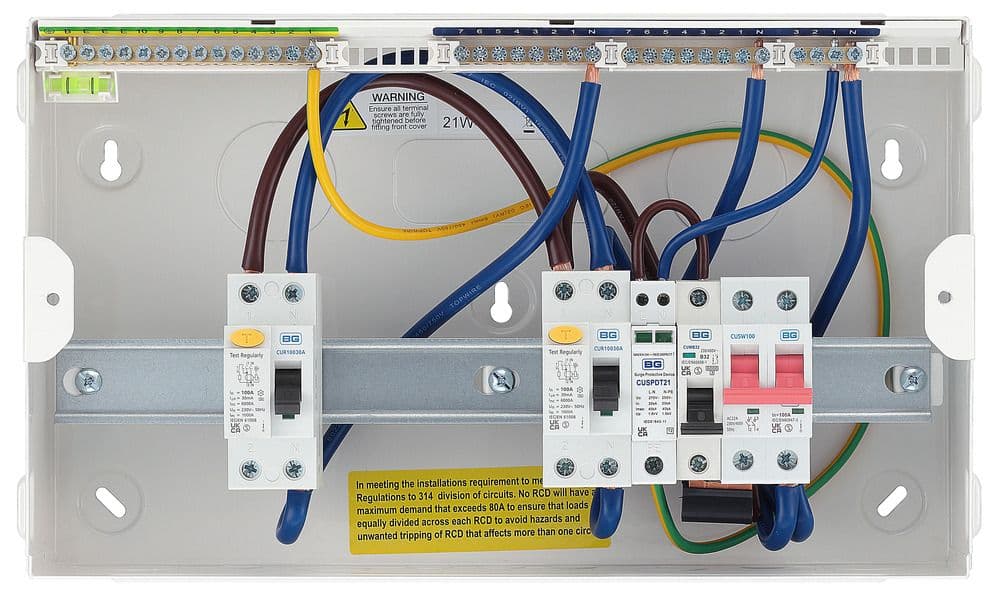 BG Fortress CFUD1000008ASPD Dual RCD Unpopulated Consumer 8 Way 2x100A ...