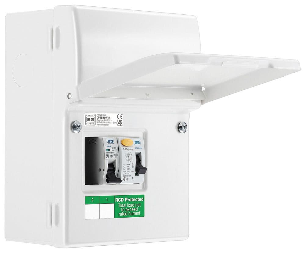 BG Fortress CFUSHOW1A IP20 4 Module Populated Garage Kit c/w 63A Type ...