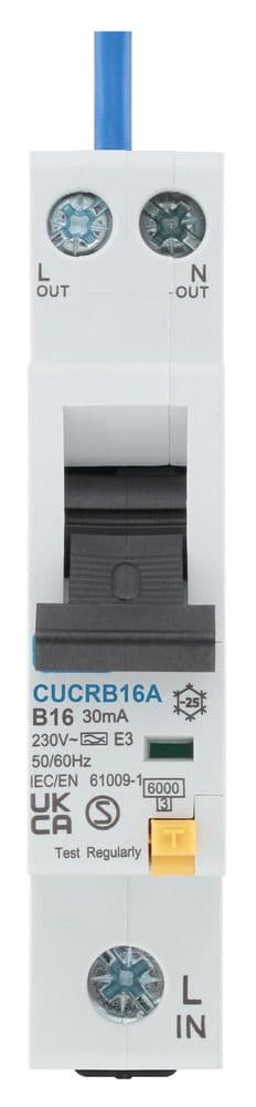BG Fortress CUCRB16A Compact RCBO Type A 16A B Curve