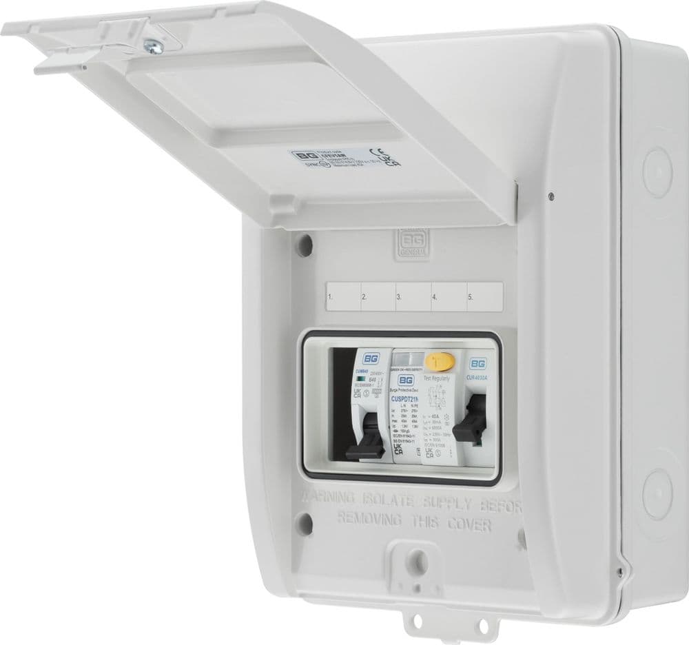 BG Sync Energy CFEV5AW Consumer Unit with 40A 30mA RCD & 40A MCB