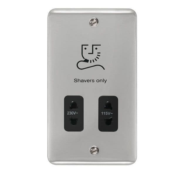 Click Deco Plus DPCH100BK Dual Voltage Shaver Socket Outlet 115/230V ...
