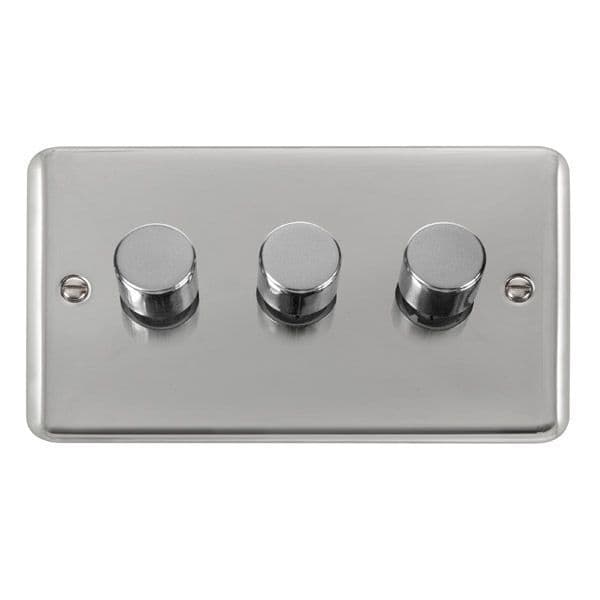 Click Deco Plus DPCH163 3 Gang 2 Way 100W LED Dimmer Switch Insert - Chrome