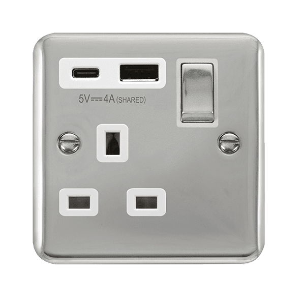 Click Deco Plus DPCH585WH 13A 1 Gang Switched Safety Shutter Socket ...
